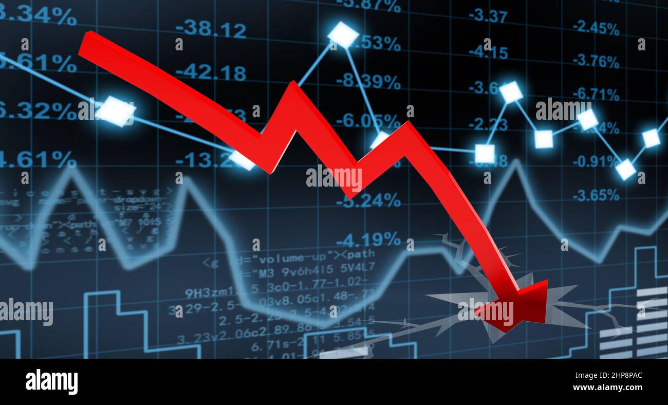 Graphs representing the stock market crash. 3d illustration Stock Photo ...