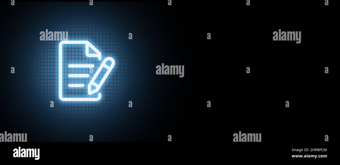 Concept of signing a document with neon effect and copy space Stock ...