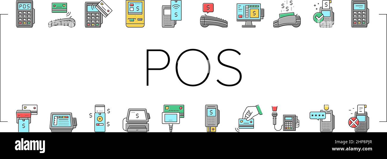 Pos Terminal Device Collection Icons Set Vector Stock Vector Image And Art Alamy