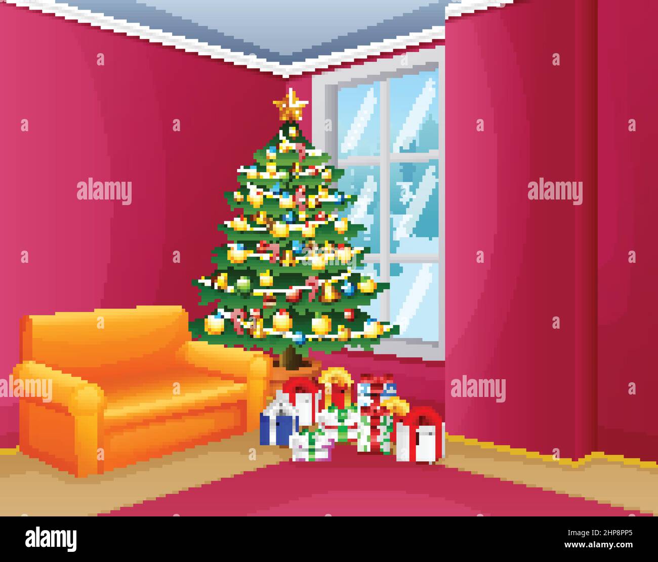 Christmas room background Stock Vector Images - Alamy