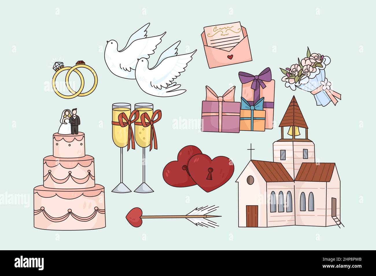 Set of wedding or marriage icons Stock Vector Image & Art - Alamy