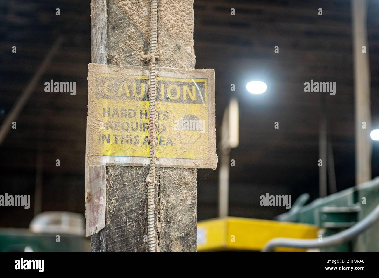 Safety signage in lumber yard Stock Photo - Alamy
