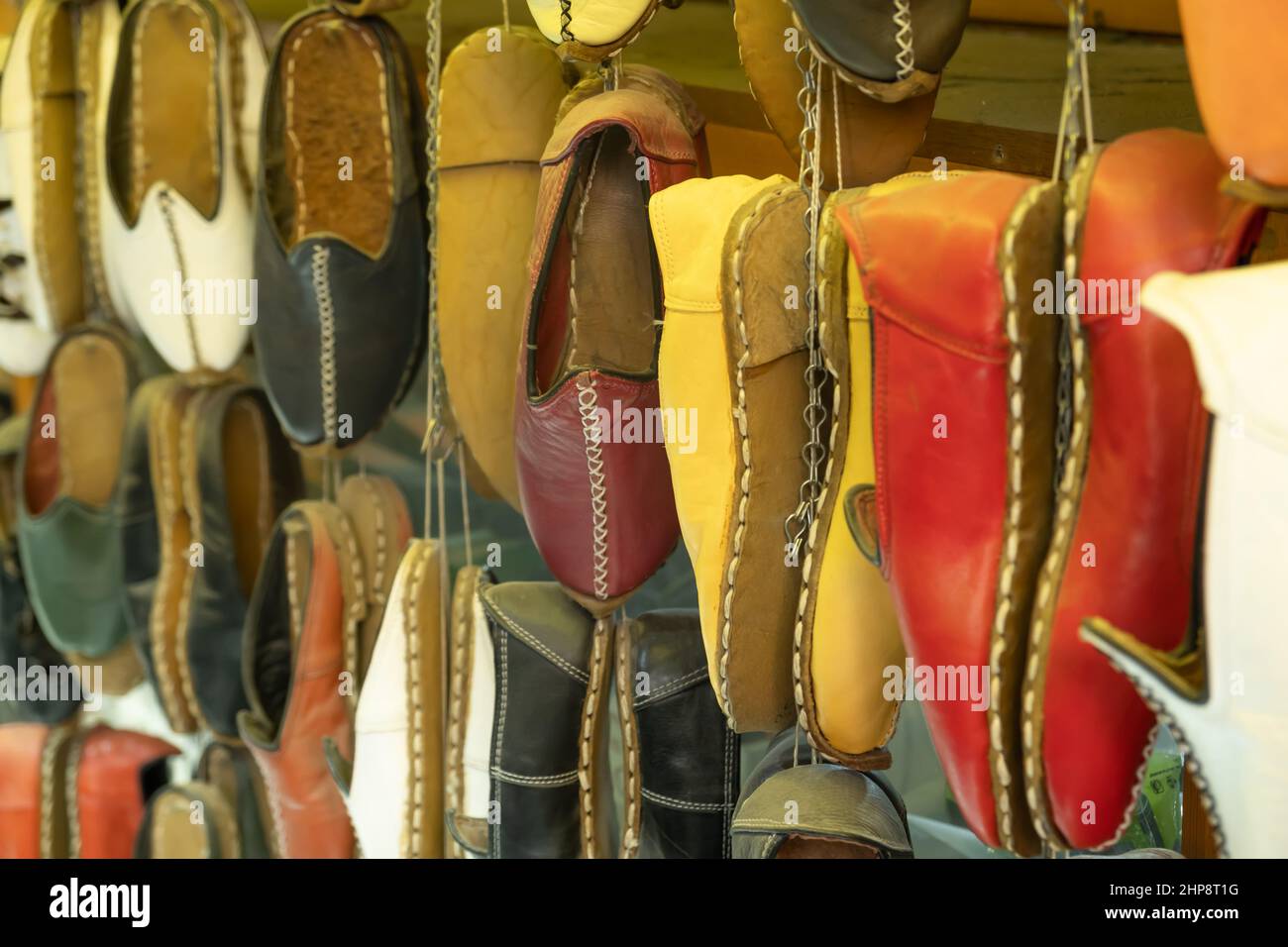 Traditional colorful and handmade shoes in Gaziantep, Turkey ...