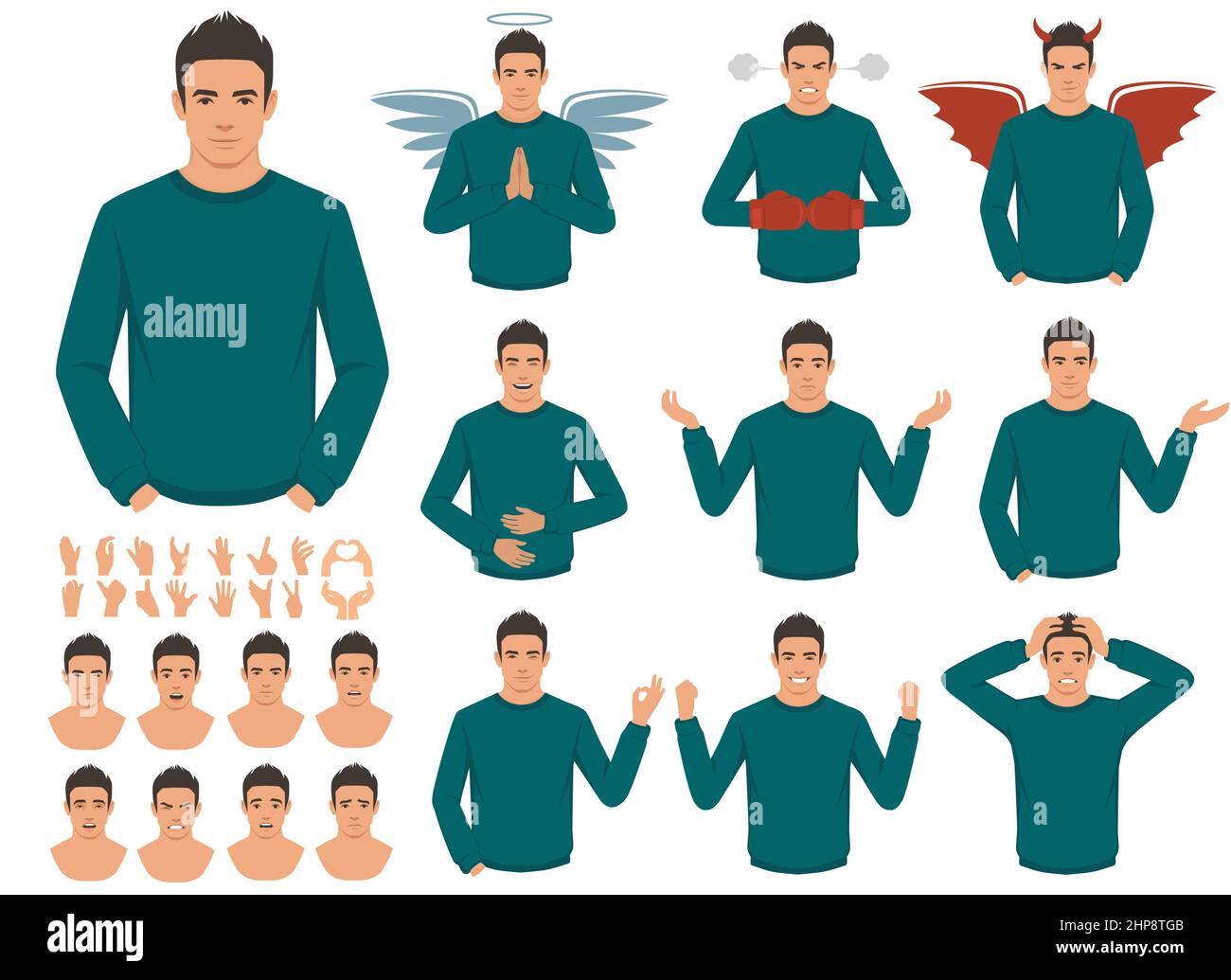 Various hand gestures and expressions. vector illustration Stock Vector ...