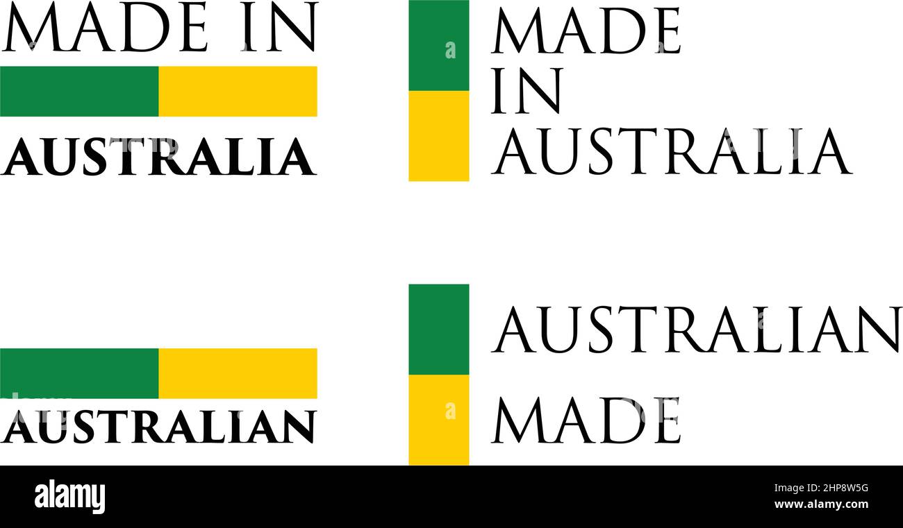 Simple Made in Australia / Australian label. Text with national colors ...