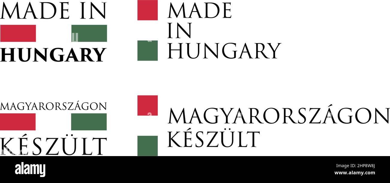 Simple Made in Hungary / (hungarian translation) label. Text with ...