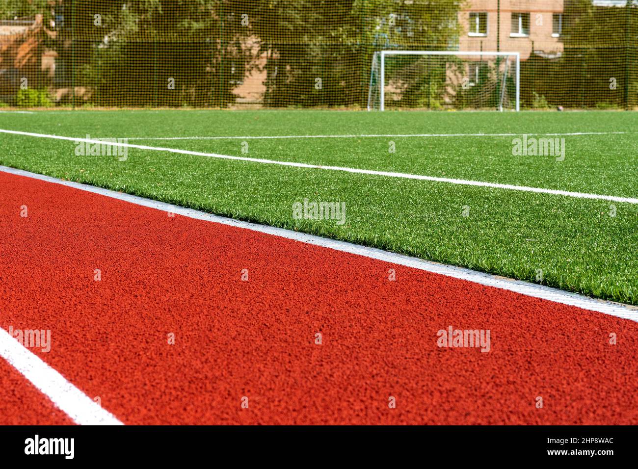 soccer gates. Football goal at the stadium. Football field with ...