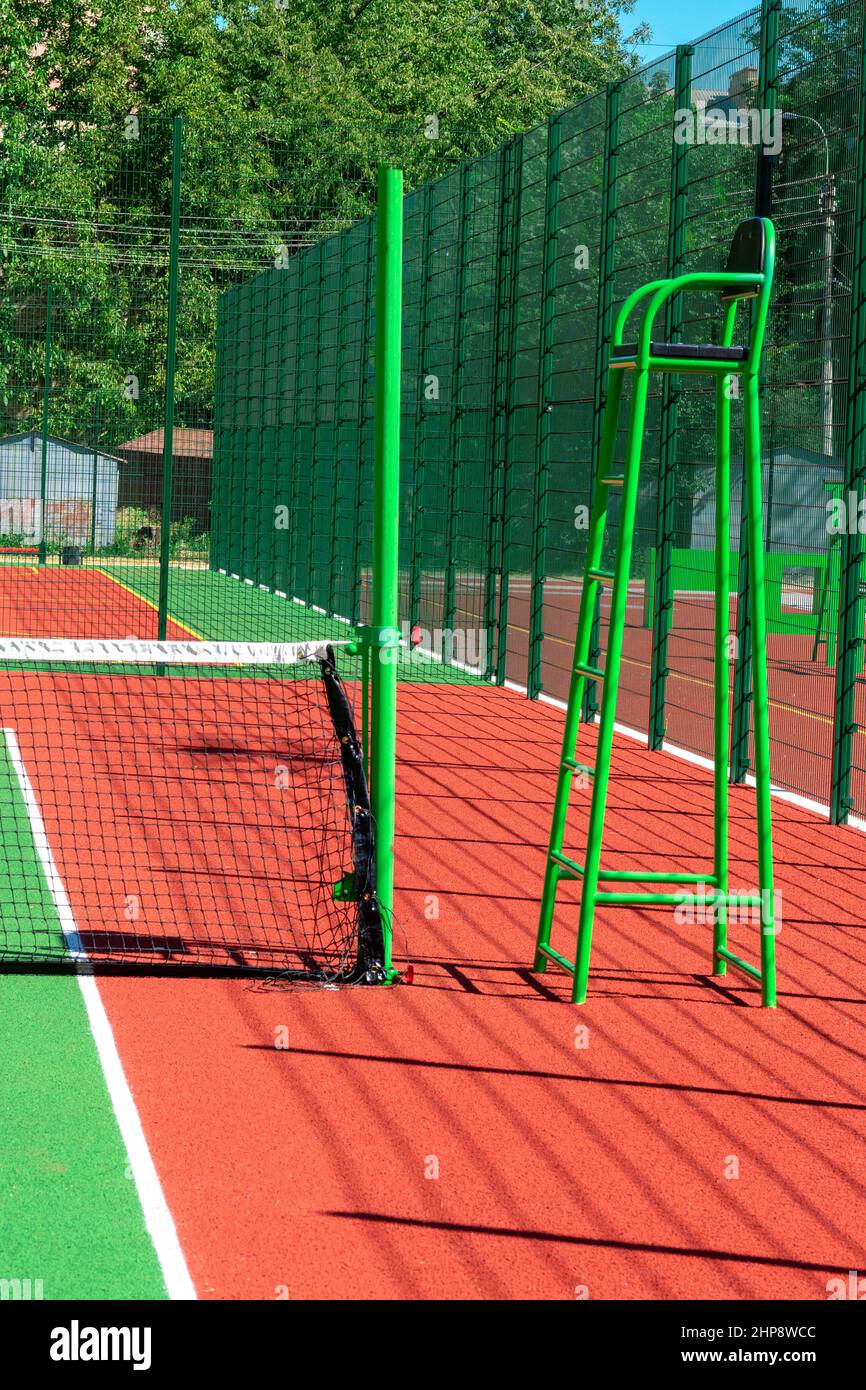 Tennis Court.Grid on court for playing big tennis.Court Net. Judge's ...