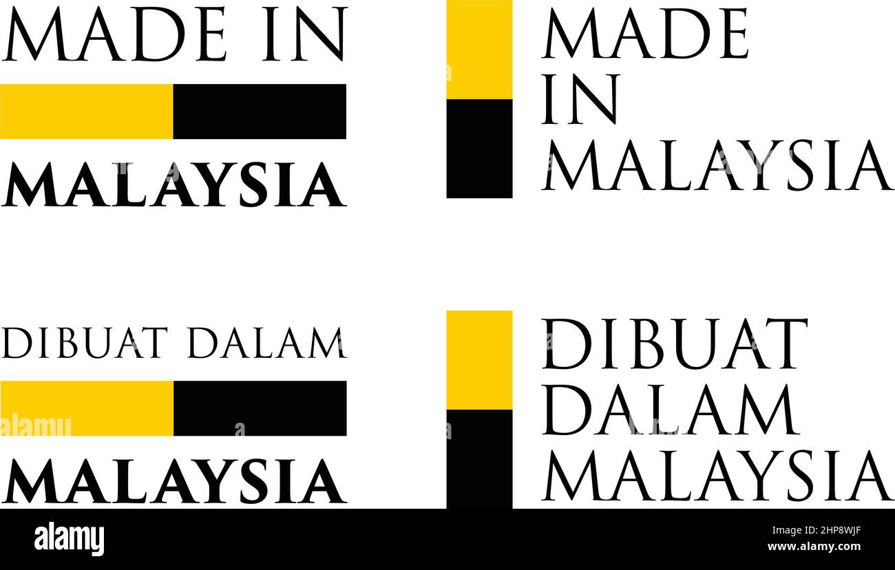 Simple Made in Malaysia / Dibuat dalam (malay translation) label. Text ...