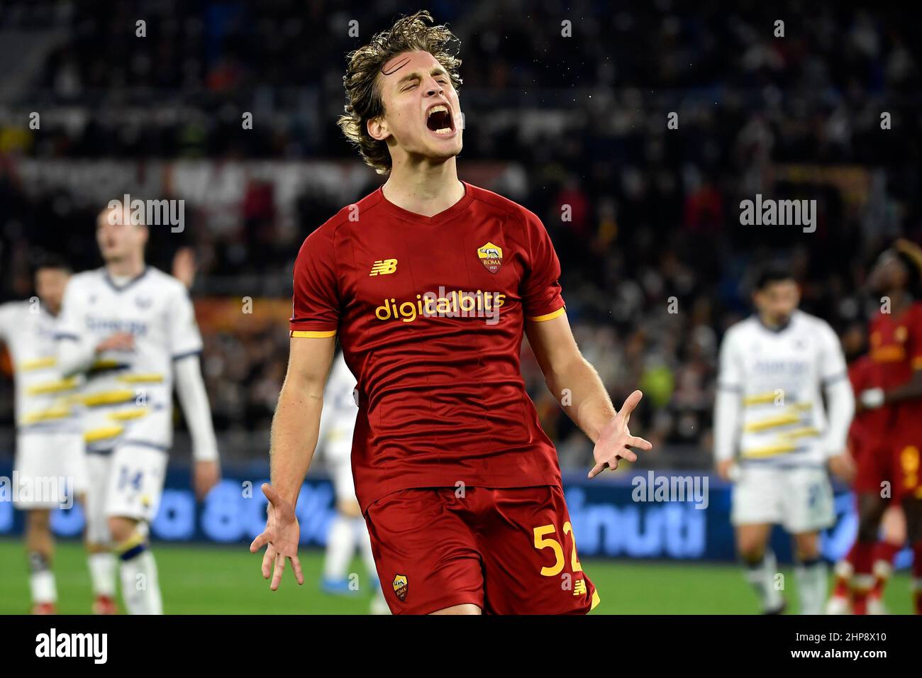 Rome, Italy. 19th Feb, 2022. Cristian Volpato of AS Roma reacts during ...