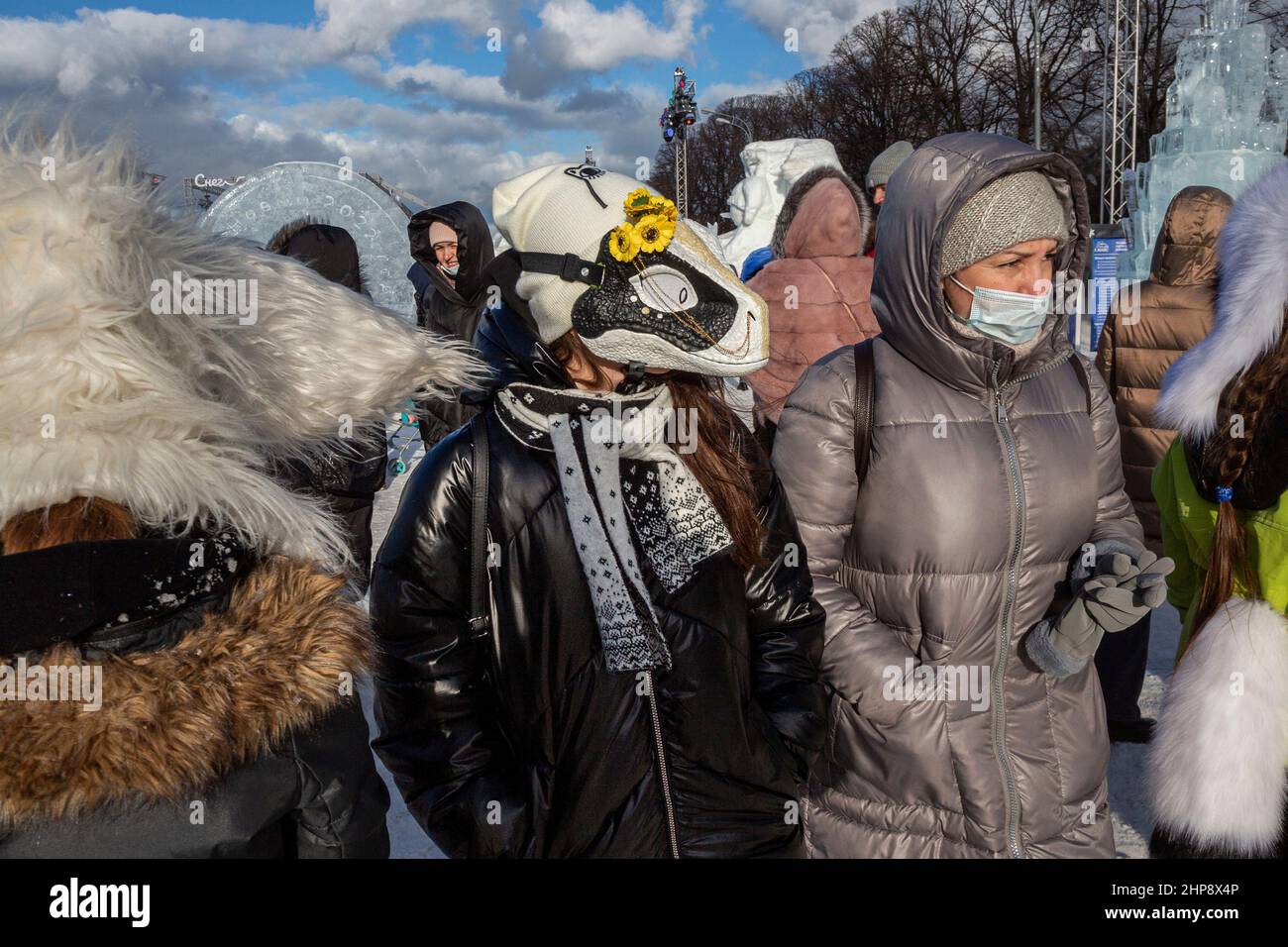 Moscow, Russia. 12th of February, 2022 Furry fandom walking along the ...