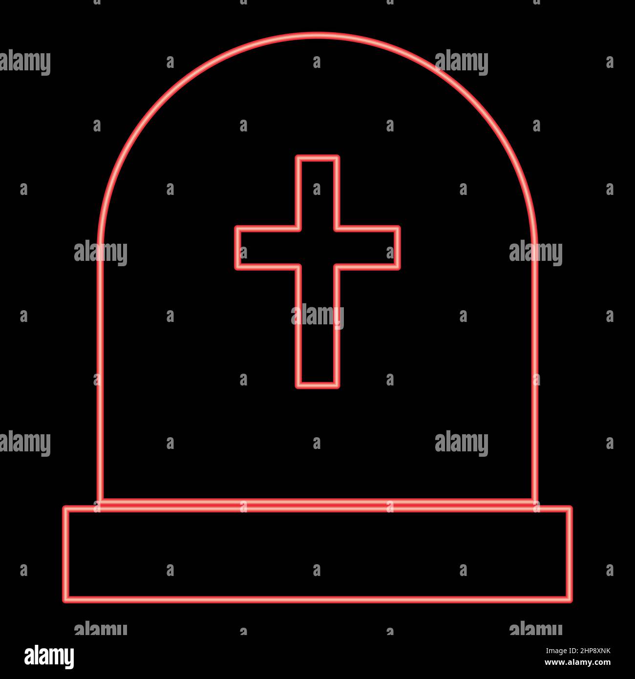 Neon tomb stone red color vector illustration image flat style Stock ...