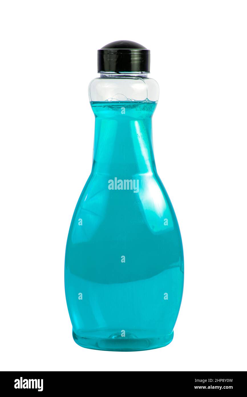 Color liquid soap gel in plastic bottle isolated on the white ...
