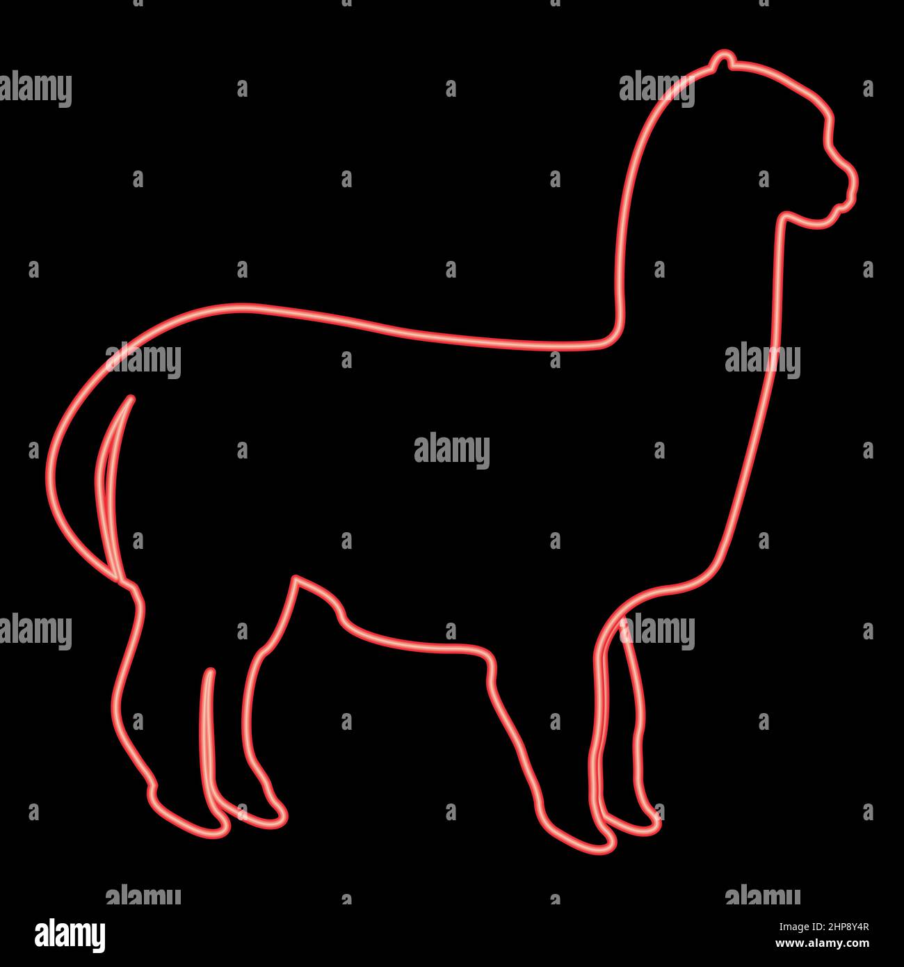 Neon alpaca red color vector illustration image flat style Stock Vector ...