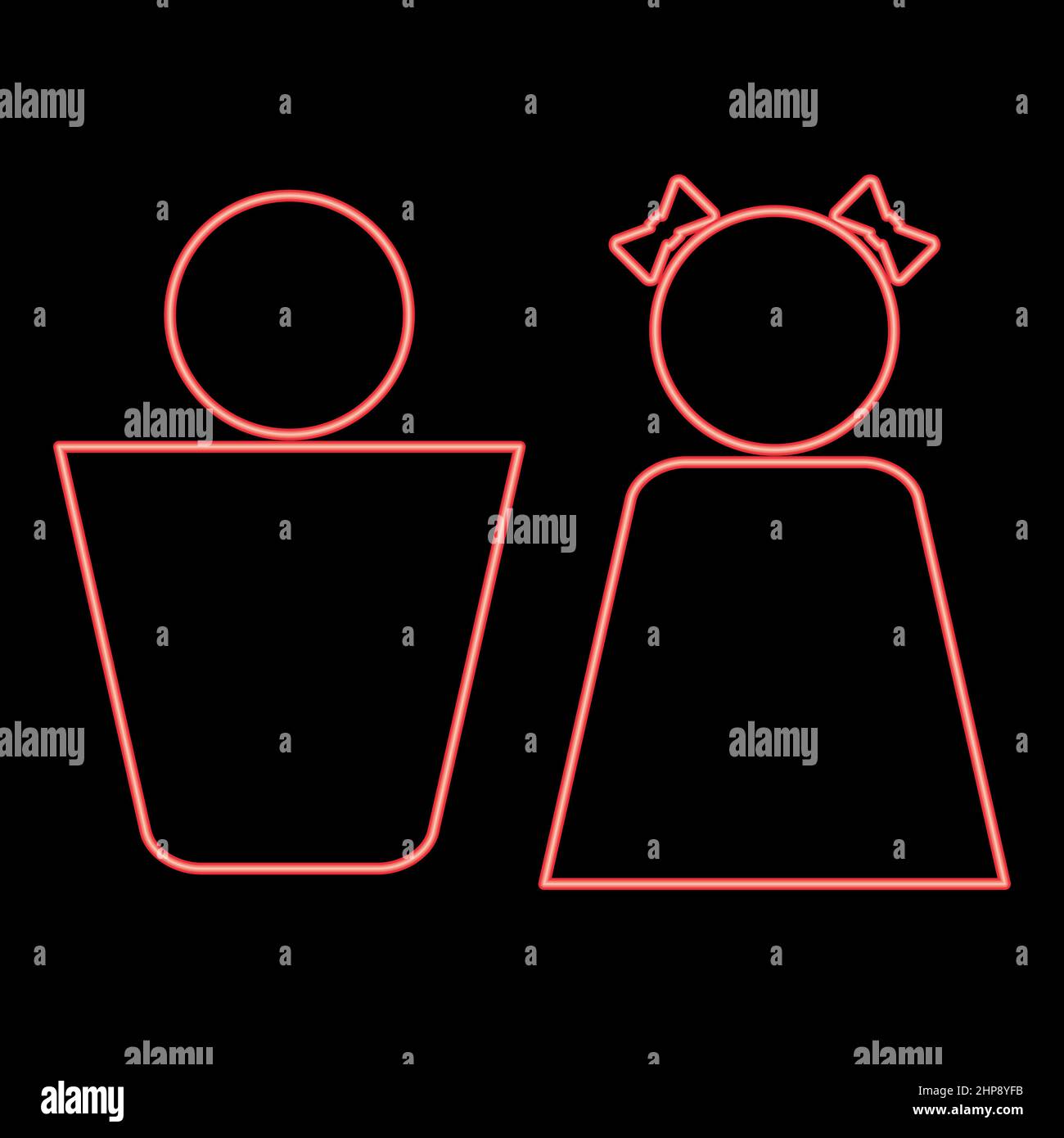 Neon boy and girl red color vector illustration image flat style Stock ...