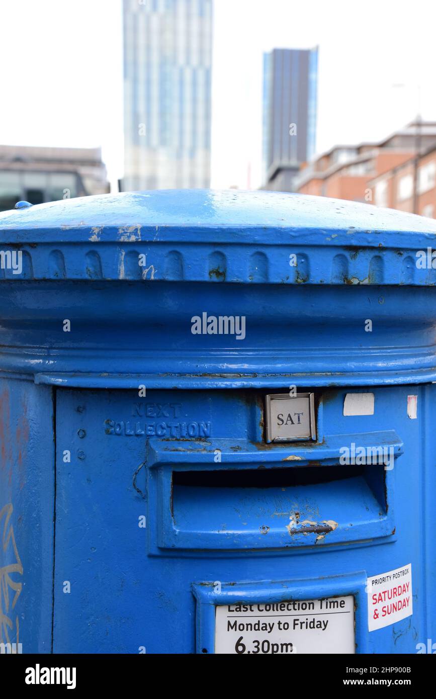 Blue Post Box Stock Photo - Alamy