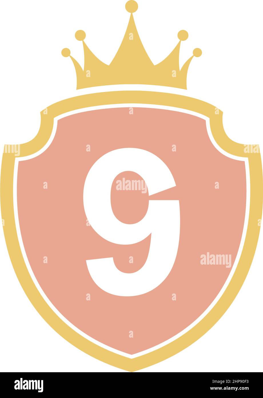 Number 9 with shield icon logo design illustration Stock Vector Image ...