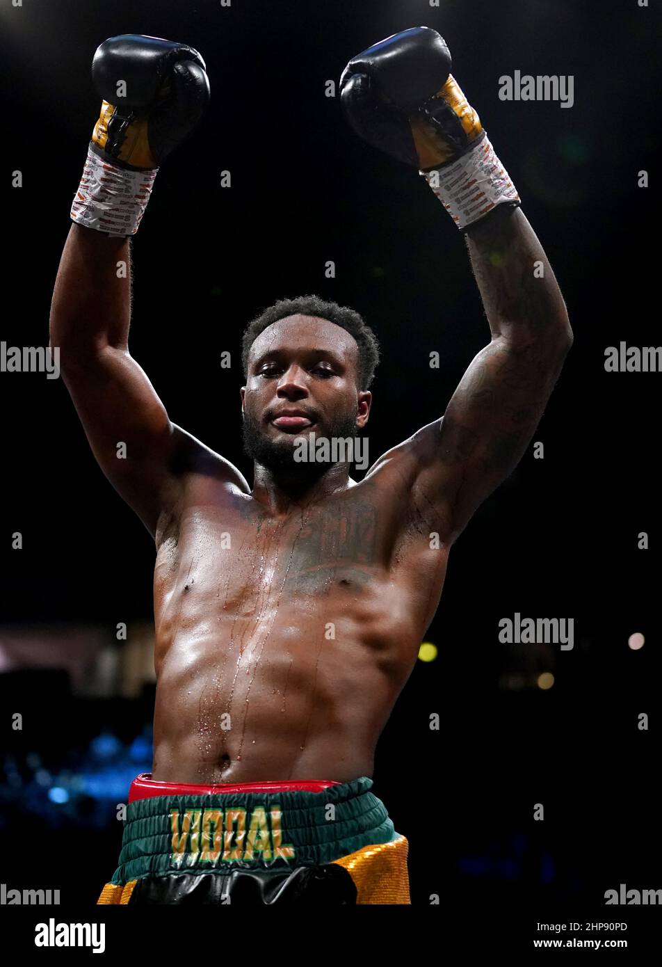 Viddal Riley celebrates after winning the Cruiserweight Contest against ...