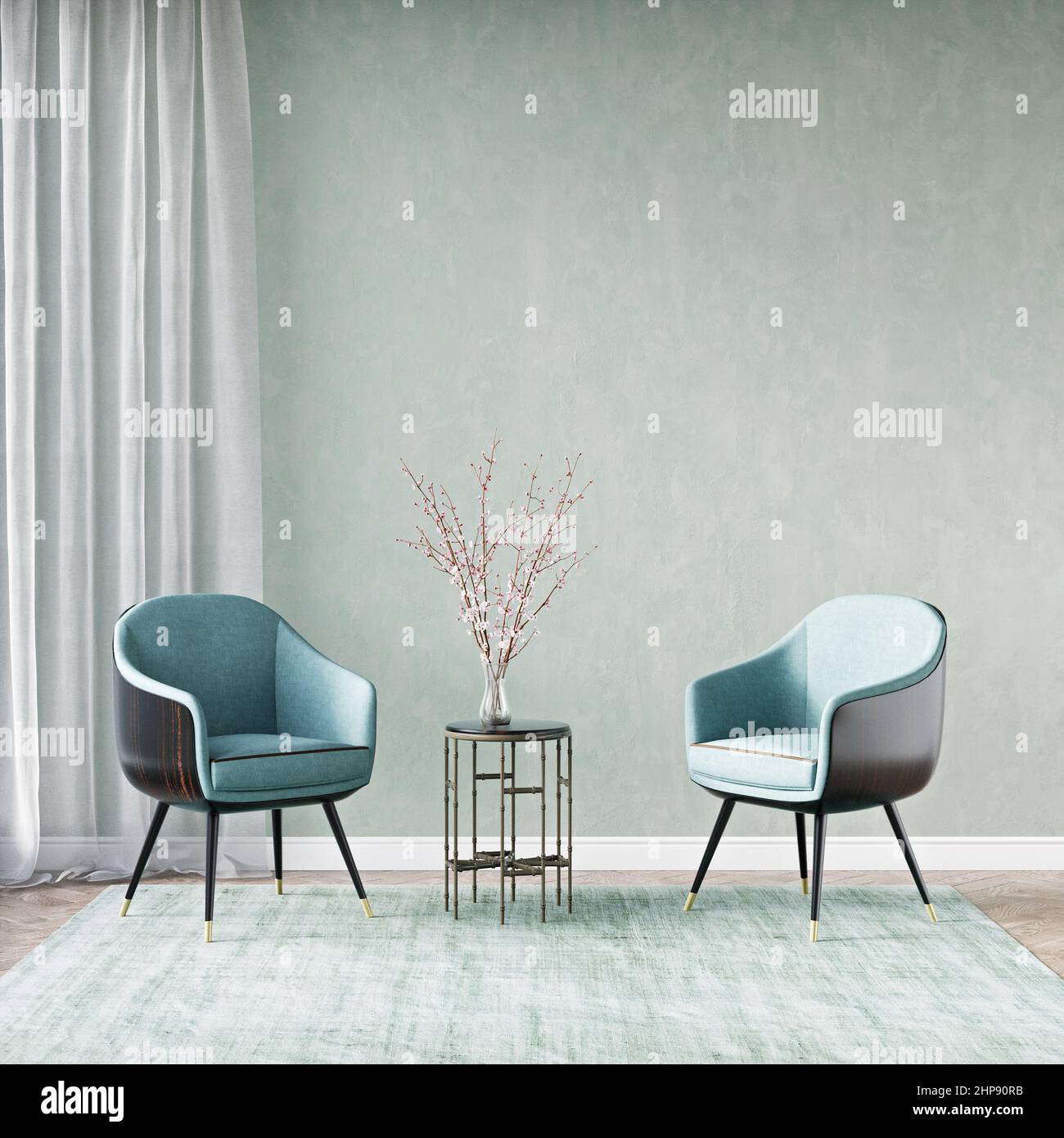 Beautiful interior of a modern room. Bright and clean design. A sofa ...