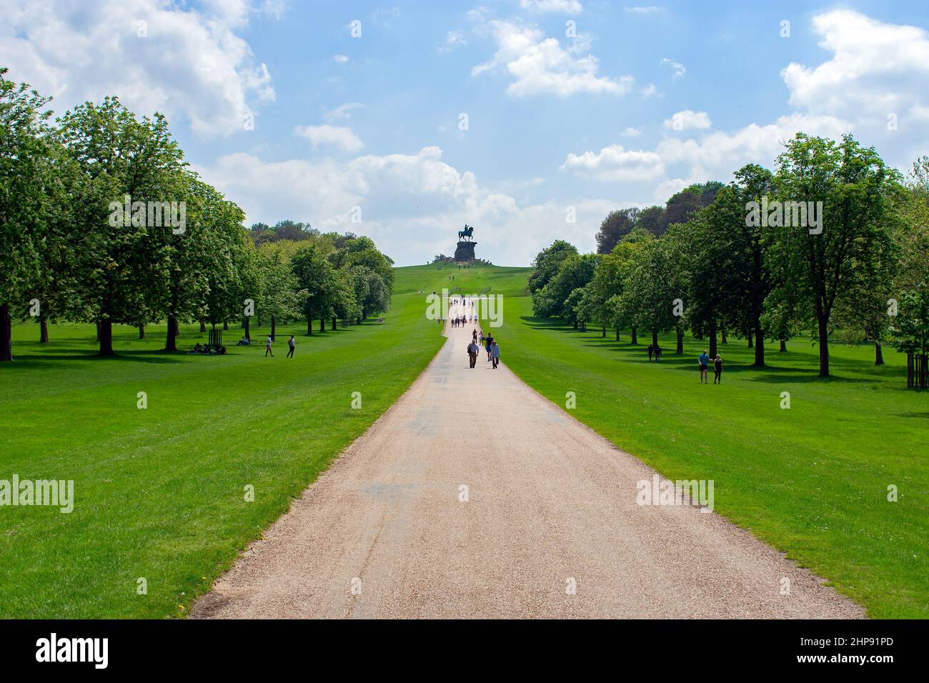 Visitors on The Long Walk, a tree lined avenue leads towards The Copper ...