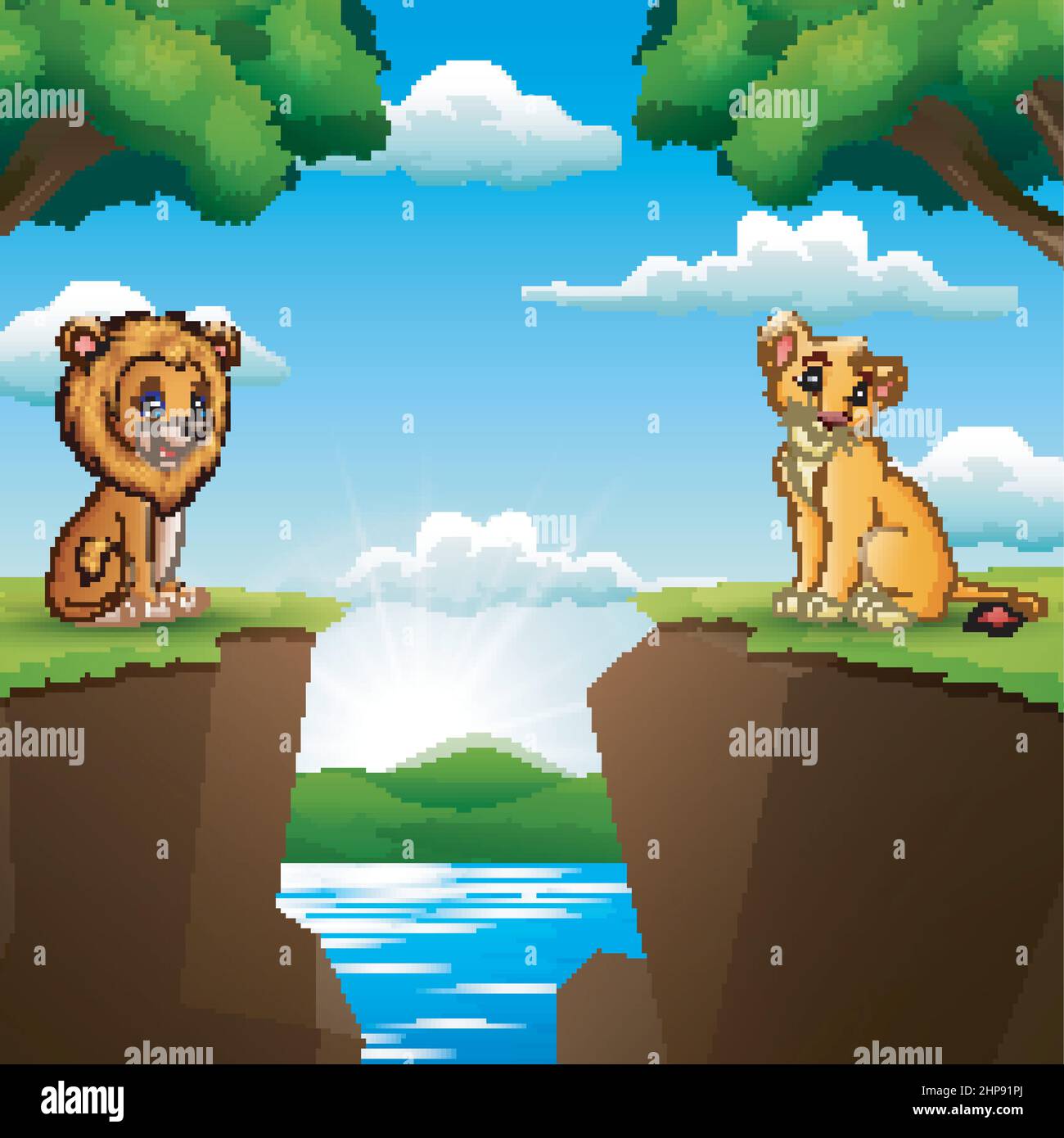 Facing the lion Stock Vector Images - Alamy