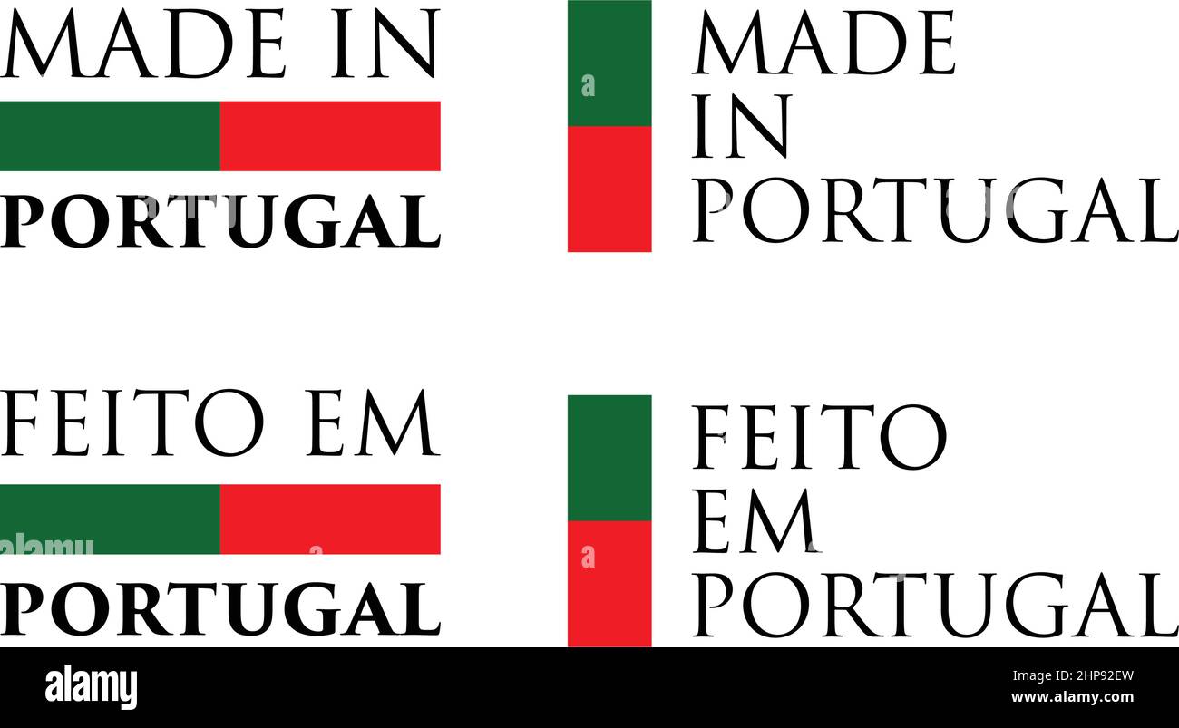 Simple Made in Portugal / Feito em (portuguese translation) label. Text ...