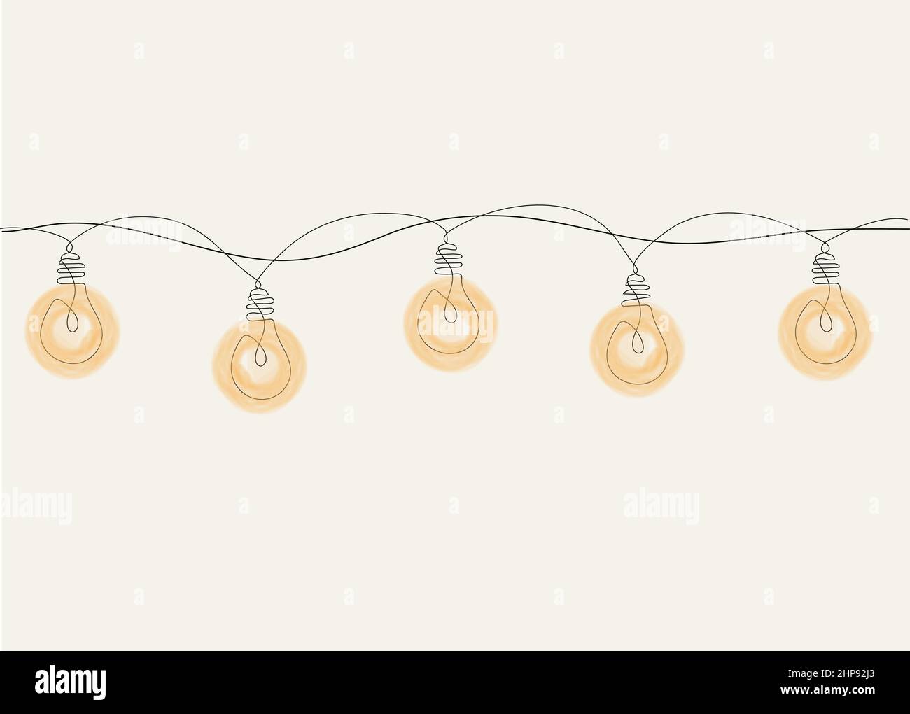One line drawing of a Christmas garland with light bulbs Stock Vector ...