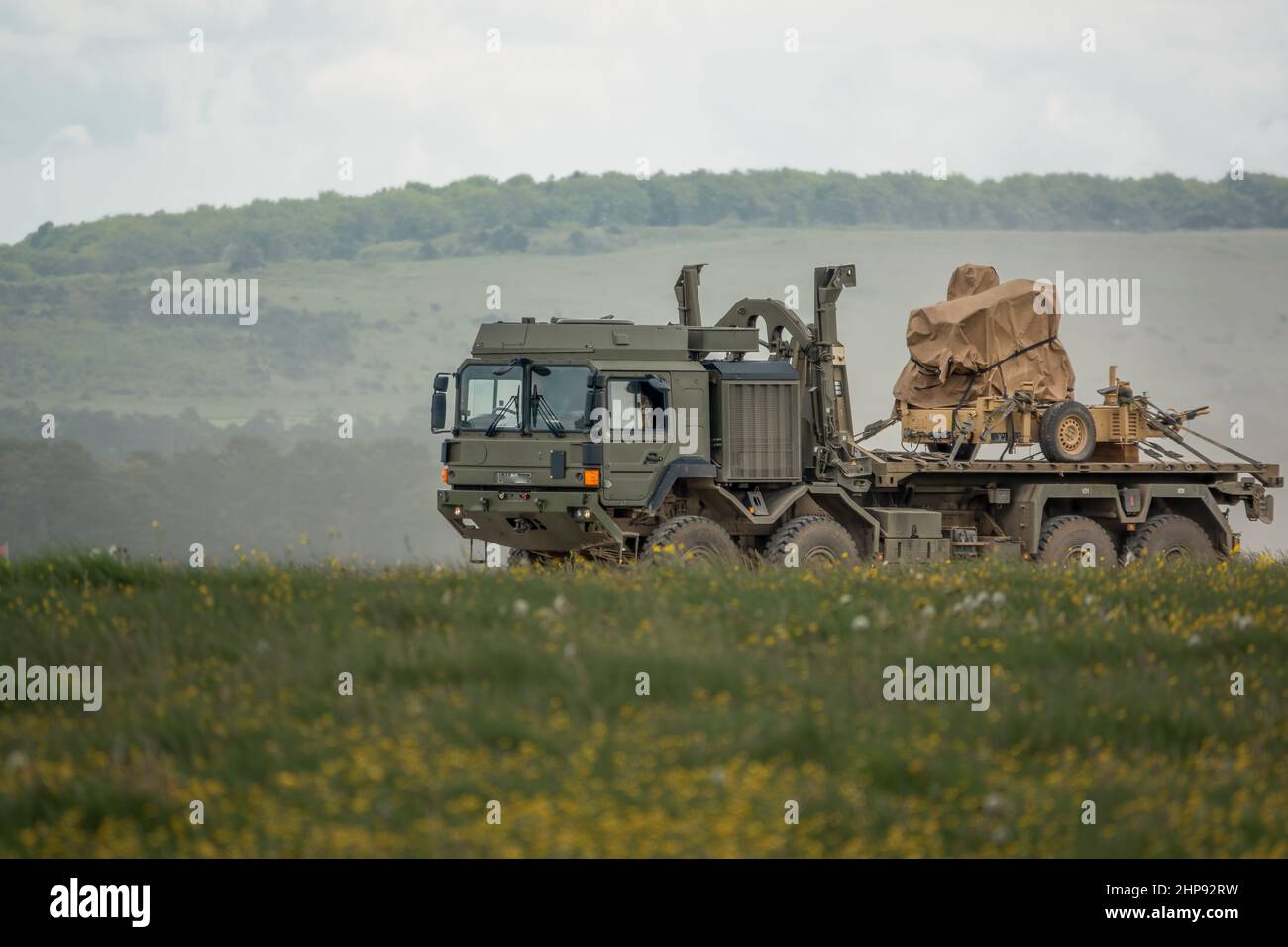 British army MAN HX77 SV 8x8 EPLS Heavy Utility Truck in action on a ...