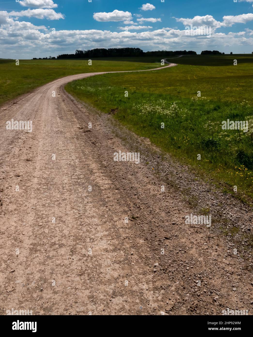 a winding mud and stone track disappearing in to distant horizon ...