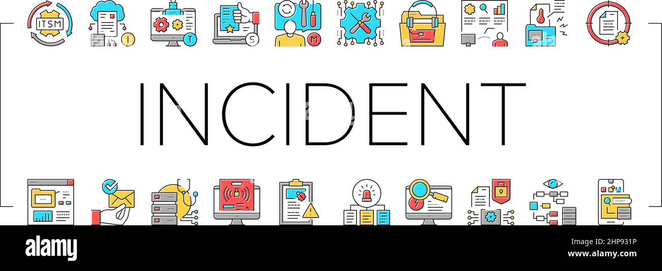 Incident Management Collection Icons Set Vector Stock Vector Image ...