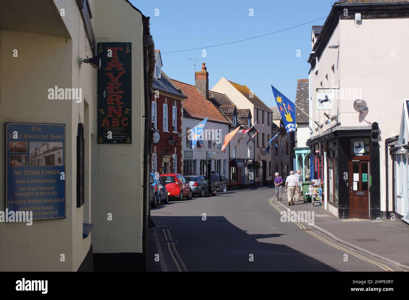 Watchet, Somerset (UK): a view of the town centre of Watchet, Somerset ...
