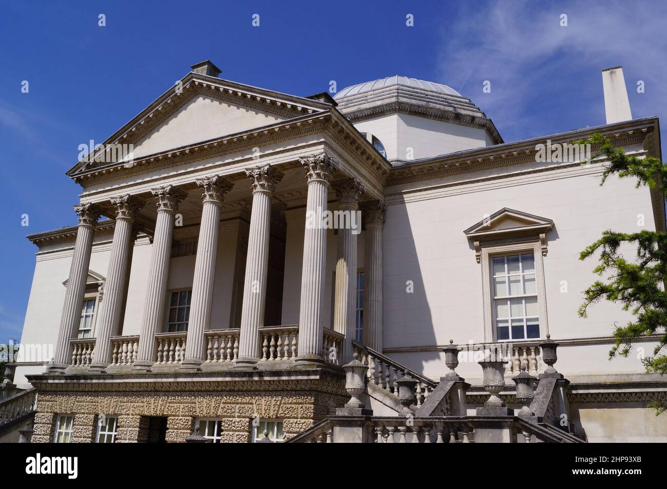 London, UK: a detail of the facade of neo palladian Chiswick House in ...