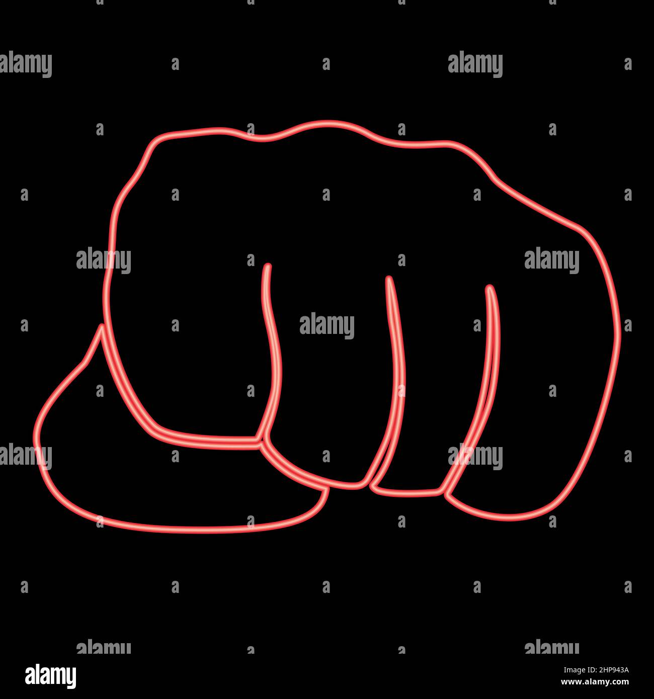 Neon fist red color vector illustration image flat style Stock Vector ...