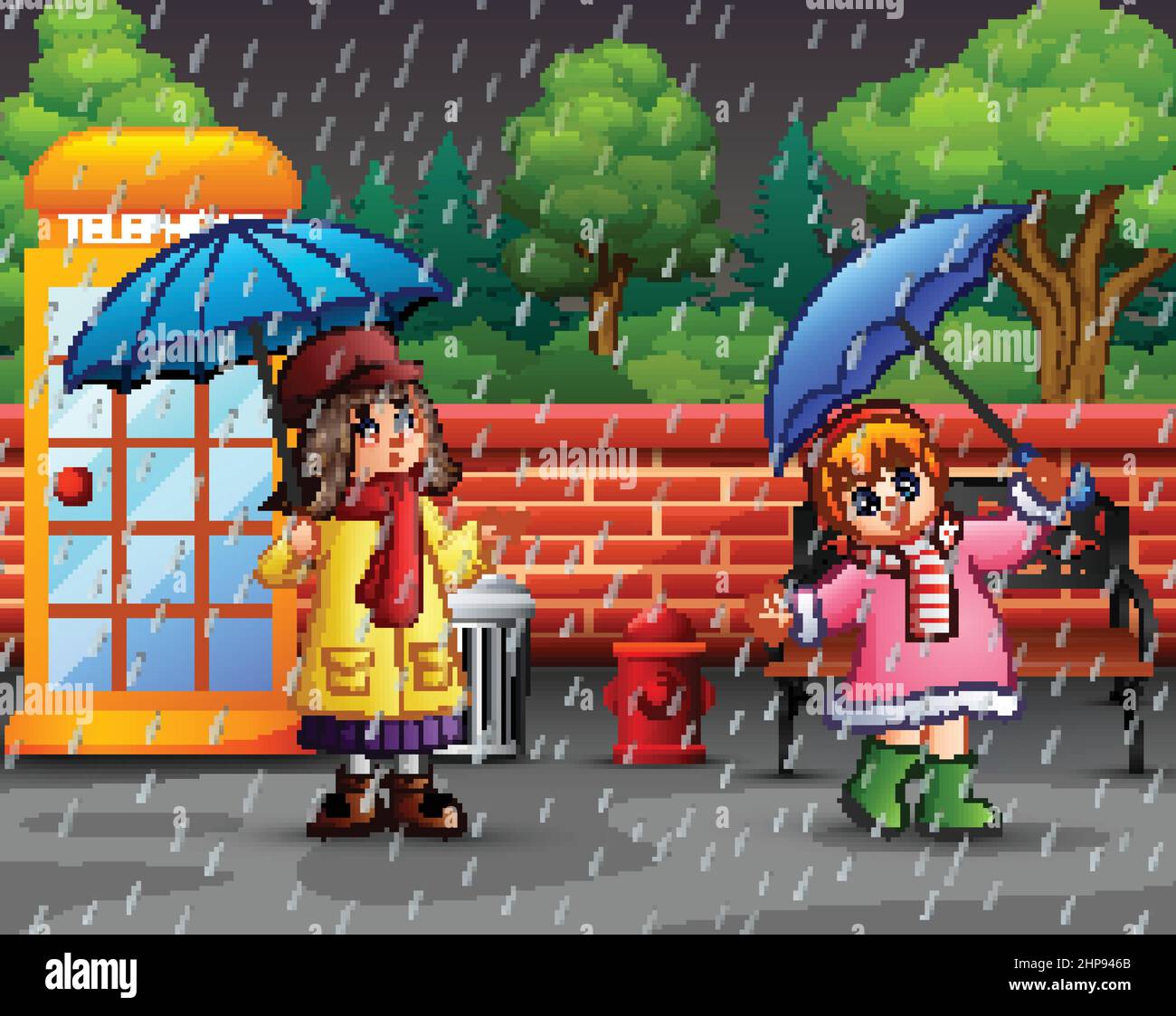 Rainy weather in city view Stock Vector Images - Alamy