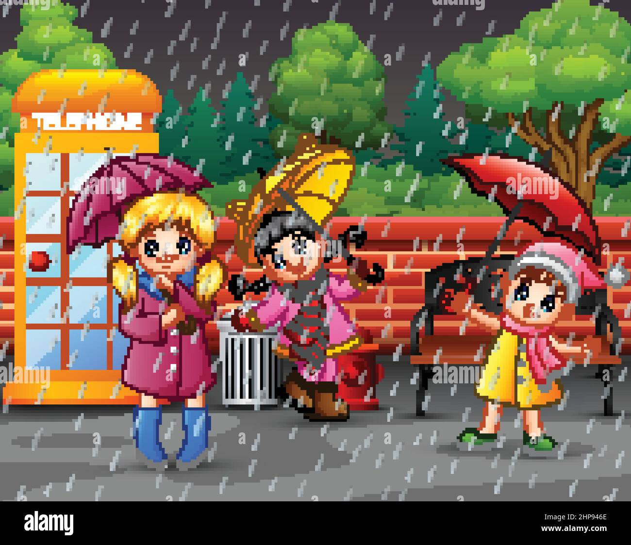 Rainy street view Stock Vector Images - Alamy