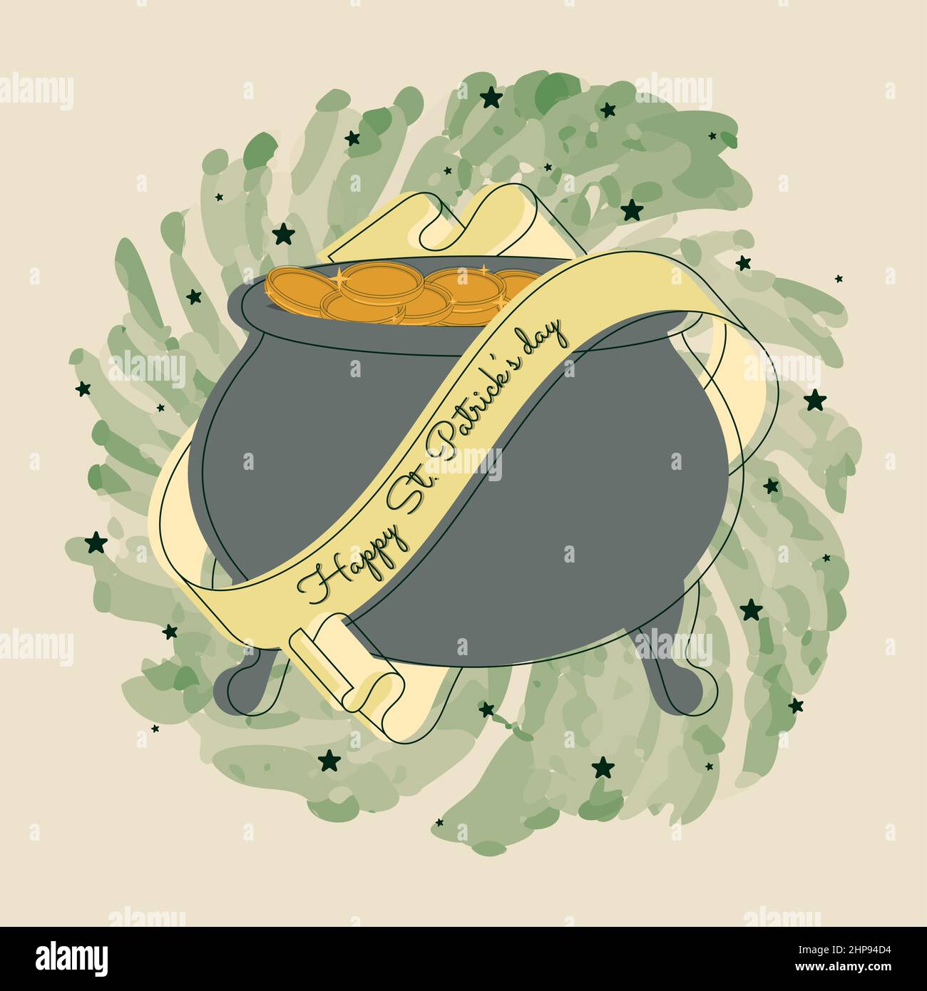 Happy St Patricks day card Pot with golden coins Vector Stock Vector ...