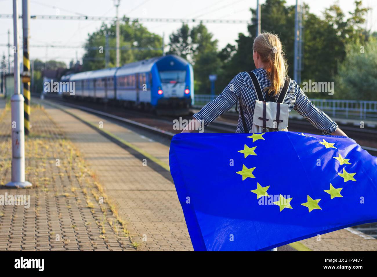 Railway train platform flag hi-res stock photography and images - Alamy