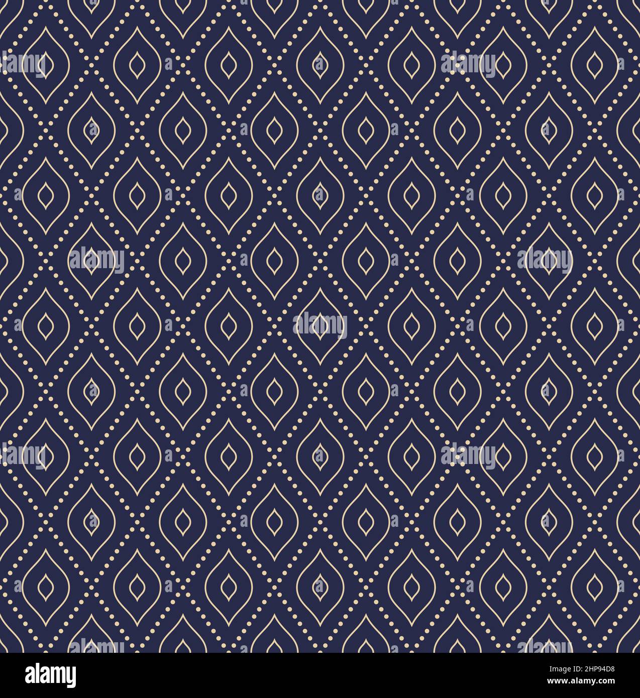 Geometric dotted vector dotted blue and golden pattern. Seamless ...