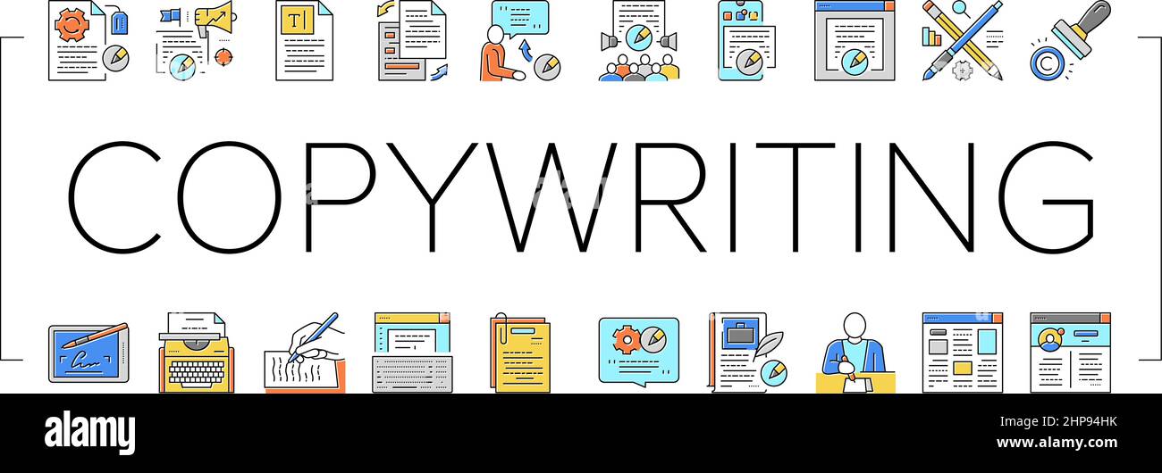 Copywriting Content Strategy Icons Set Vector Stock Vector Image & Art ...