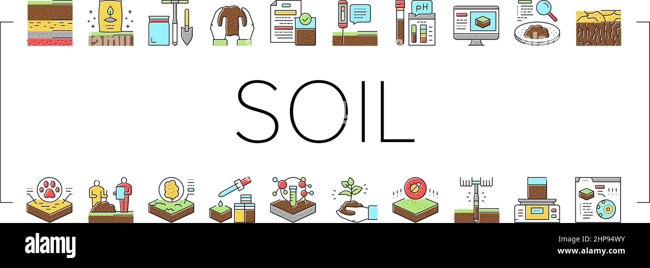Soil Testing Nature Collection Icons Set Vector Stock Vector Image ...