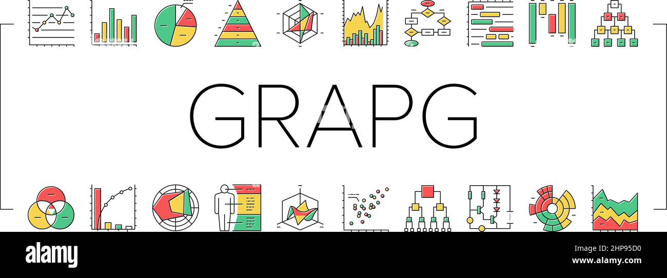 Graph For Analyzing And Research Icons Set Vector Stock Vector Image ...