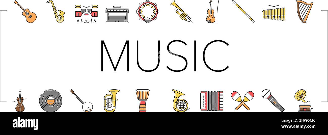 Music Instruments Performance Icons Set Vector Stock Vector Image & Art ...