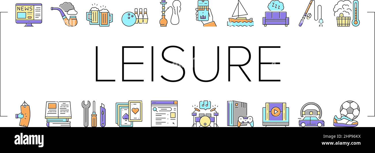 Mens Leisure Time Collection Icons Set Vector Stock Vector Image & Art ...