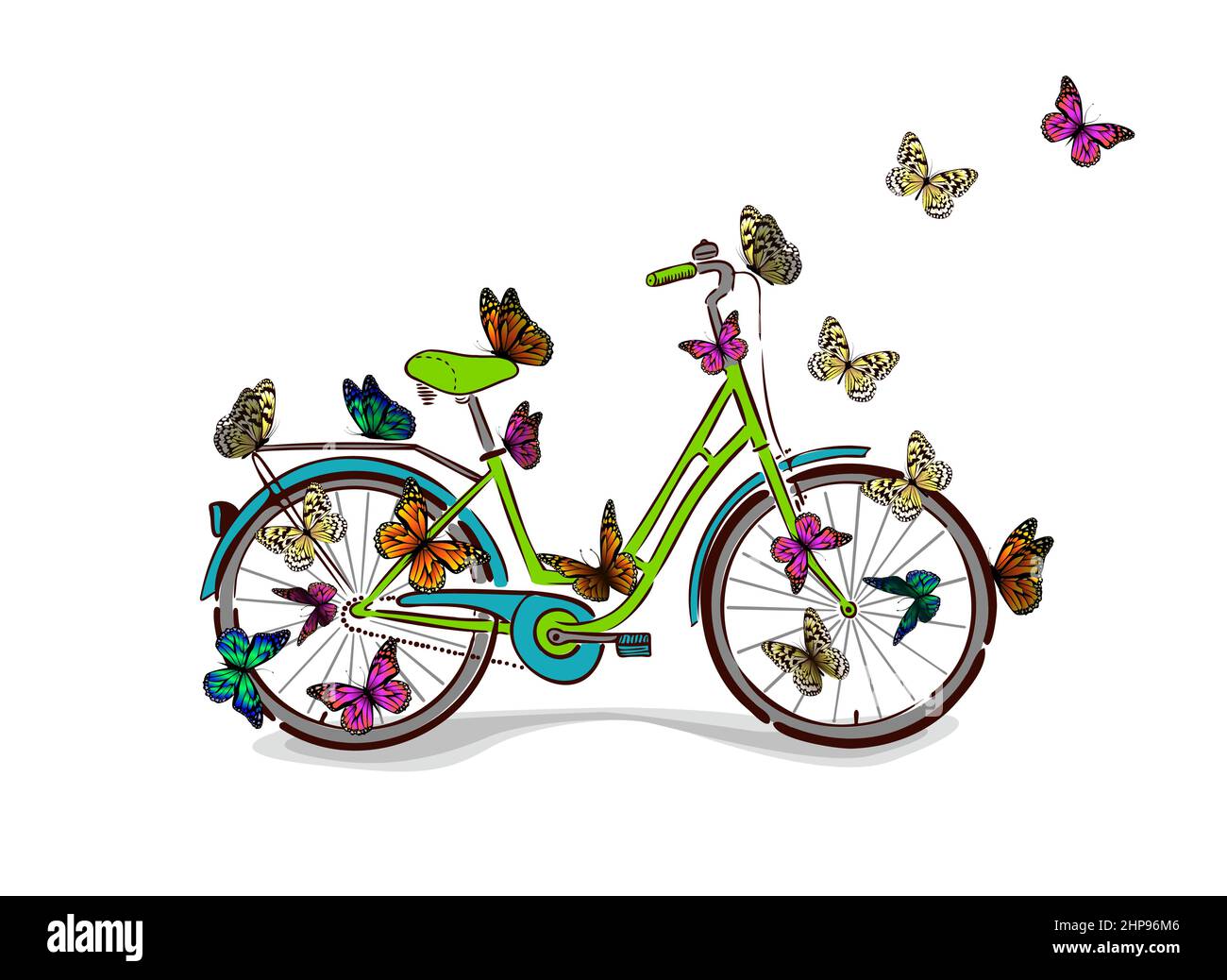 Road bike with butterflies. Vector illustration Stock Vector Image ...