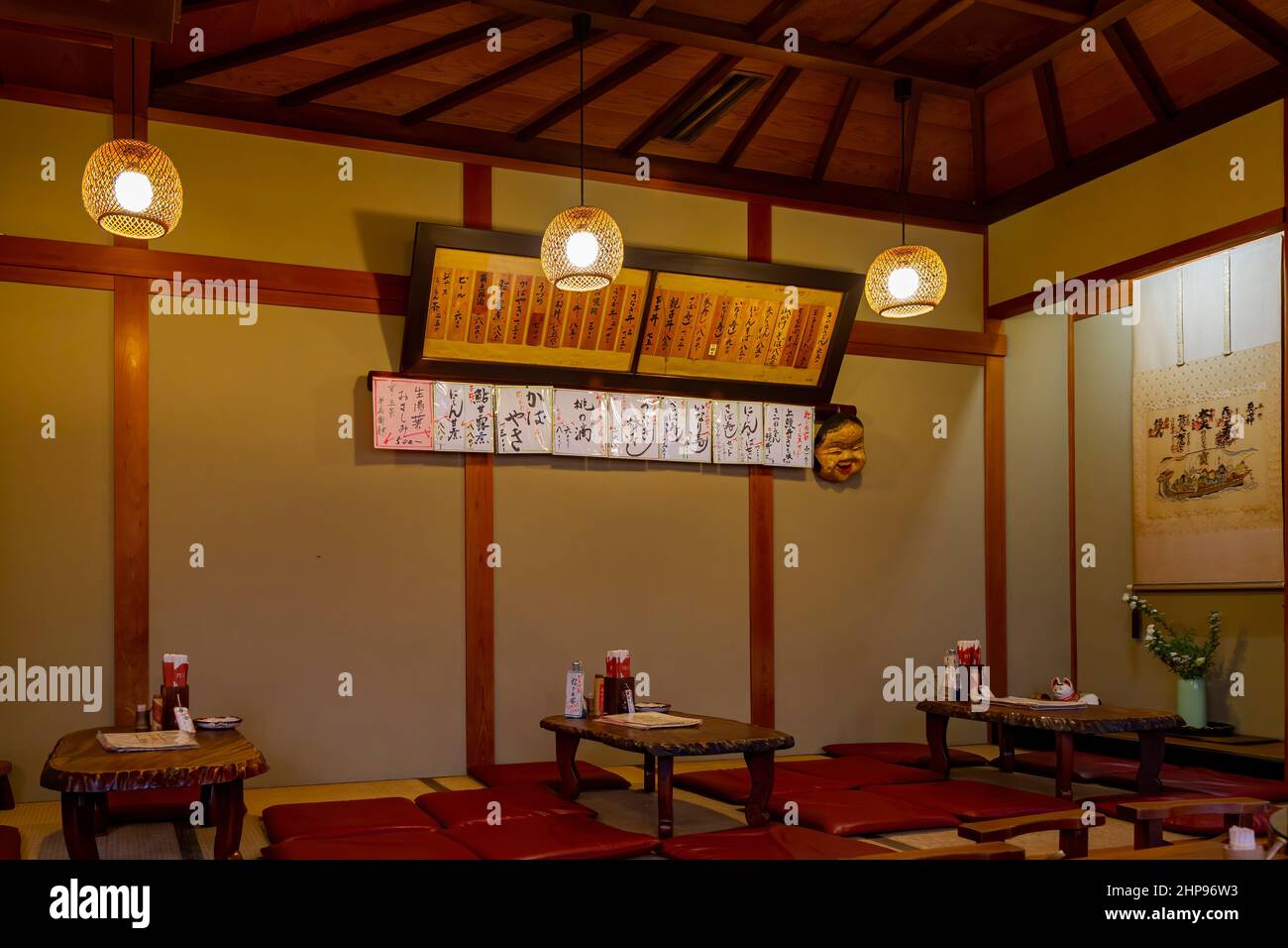 Kyoto, MAY 2 2011 - Interior view of a traditional Japanese restaurant ...