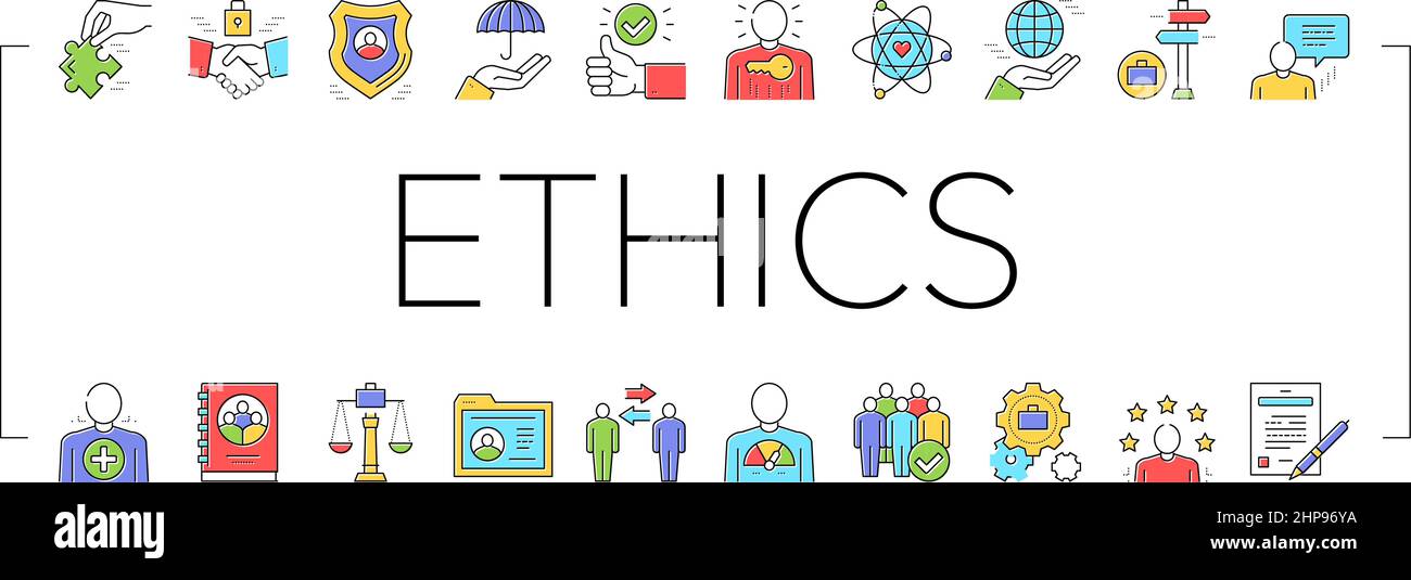 Business Ethics Moral Collection Icons Set Vector Stock Vector Image ...