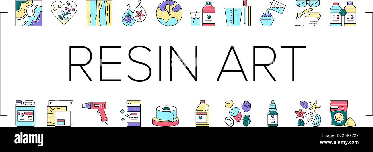 Resin Art Creation Collection Icons Set Vector Stock Vector Image & Art ...