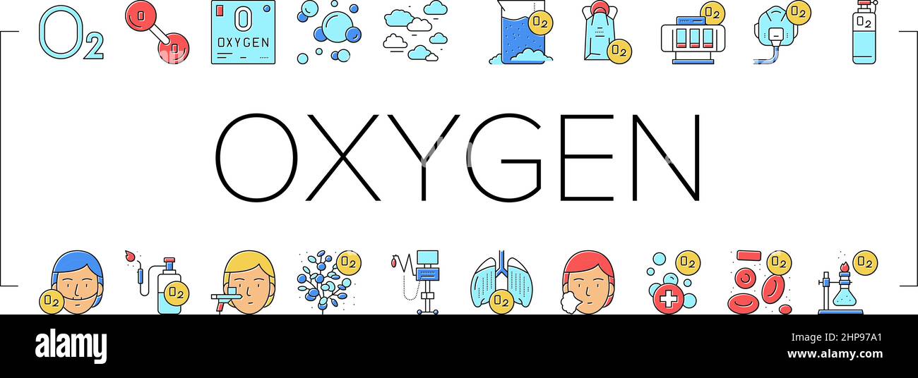 Oxygen O2 Chemical Collection Icons Set Vector Stock Vector Image & Art ...