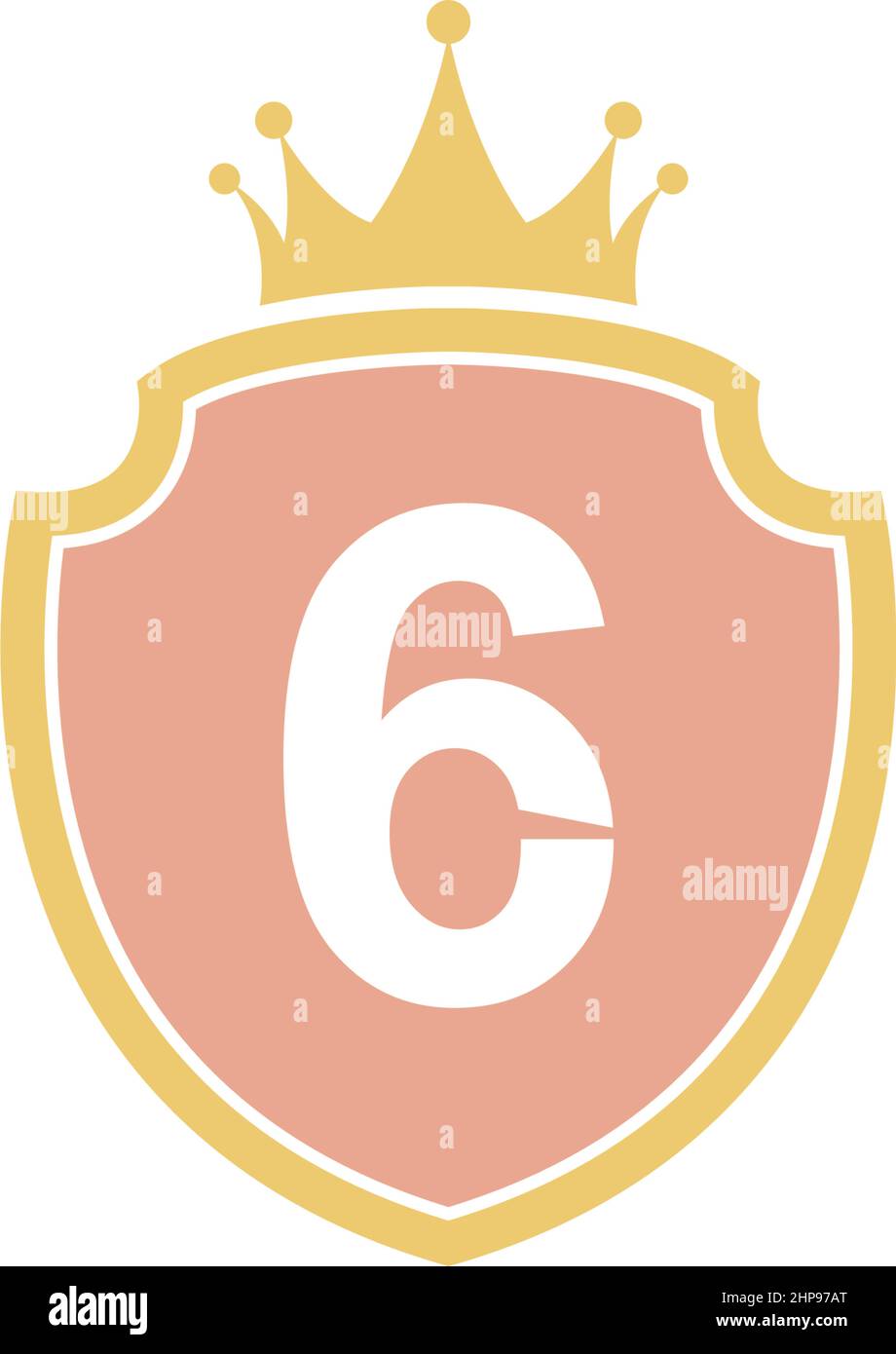 Number 6 with shield icon logo design illustration Stock Vector Image ...