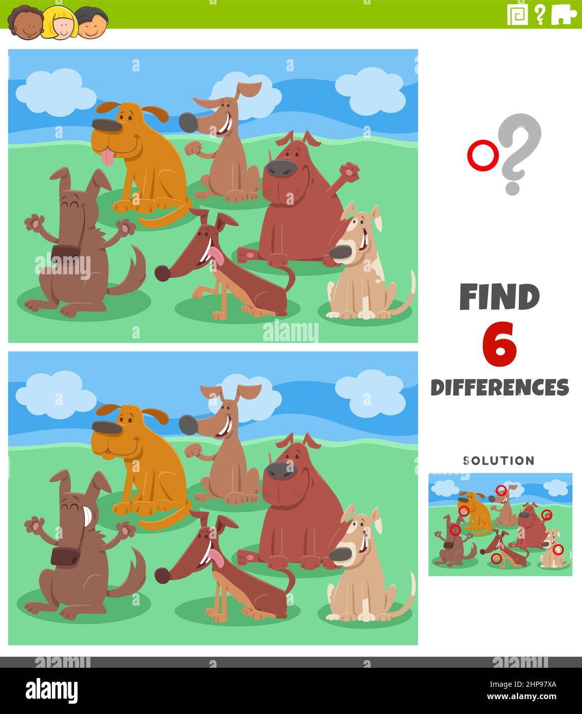 differences educational game with funny dogs Stock Vector Image & Art ...